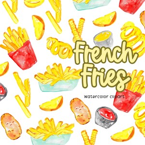 Watercolor French Fries Clipart - Food, Fast Food Graphics Commercial ...