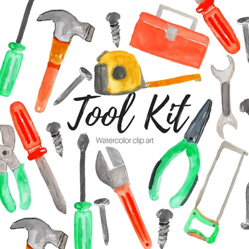 Watercolor Tools Clipart Hand Tools Clipart Tool Kit - Etsy