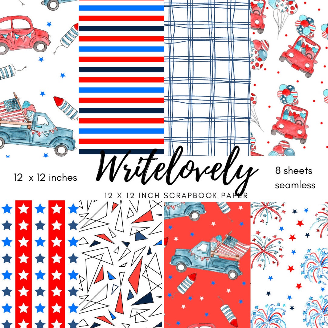 Seamless Scrapbook Paper Pack - July 4th Digital Paper - Independent ...