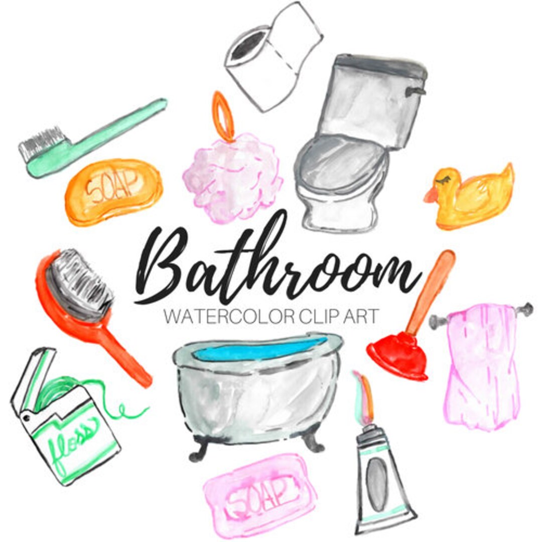 Watercolor Clip Art Bathroom Clip Art Bath Clip Art Hygiene Clip Art ...