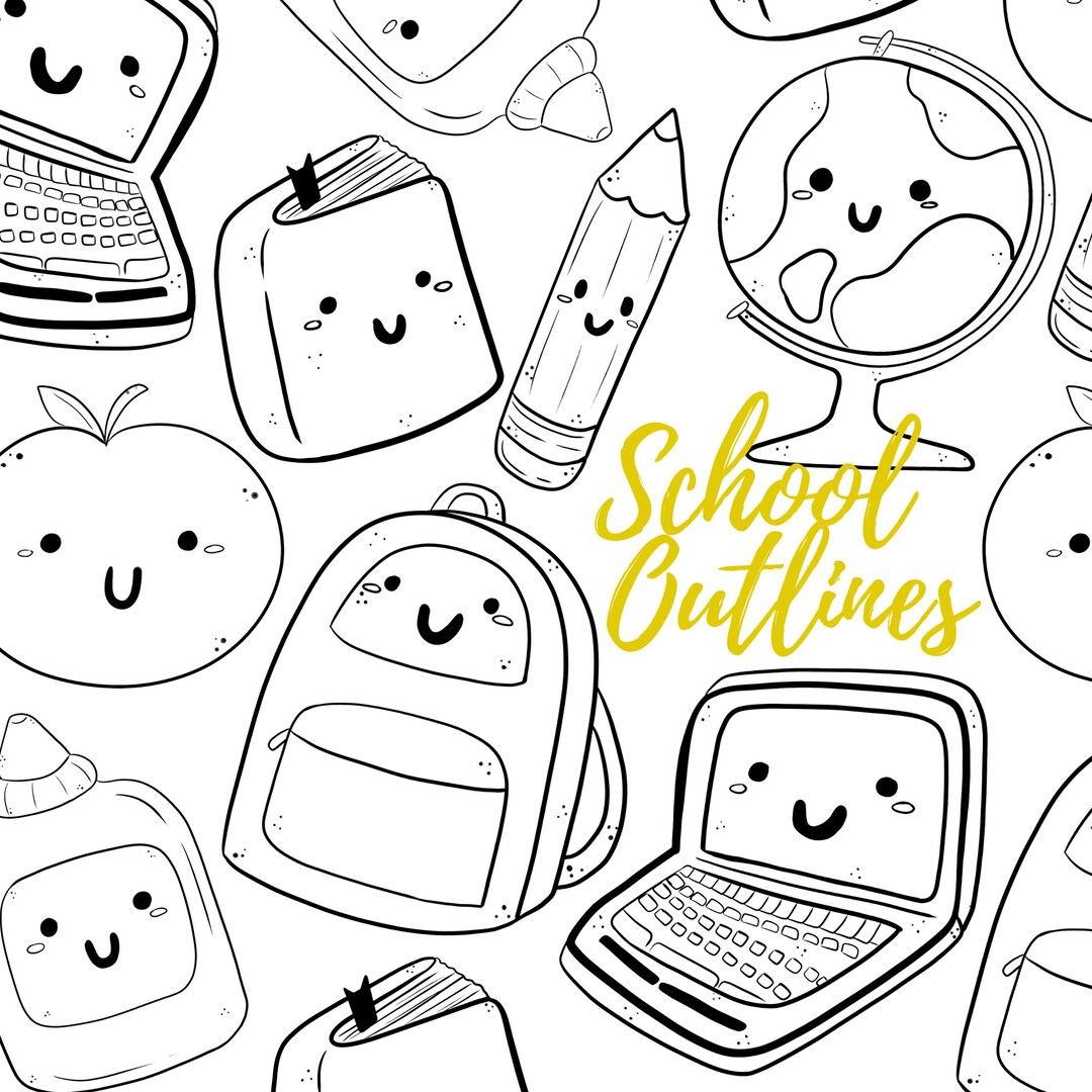 Cute Back to School Clipart Doodle Clip Art Digital Stamp Line Art ...