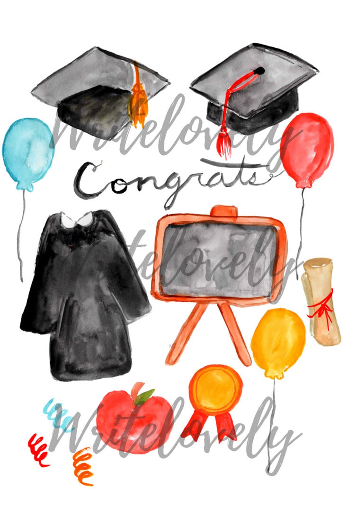 Graduation Clip Art Watercolor Clip Art Class of 2018 - Etsy