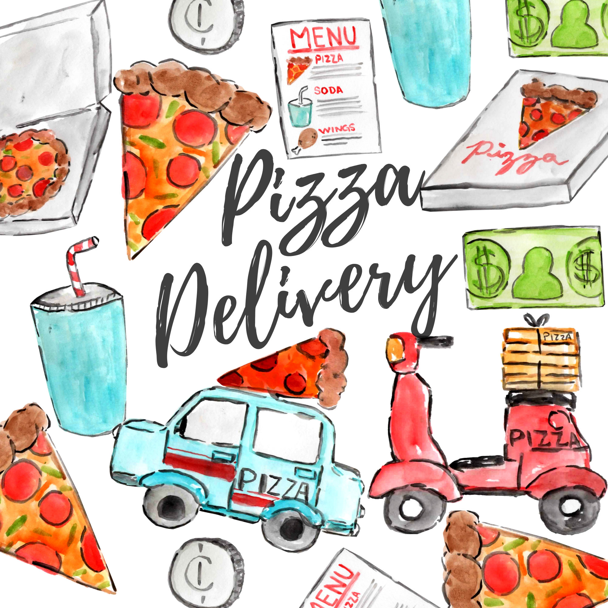 Pizza Delivery Car Clipart