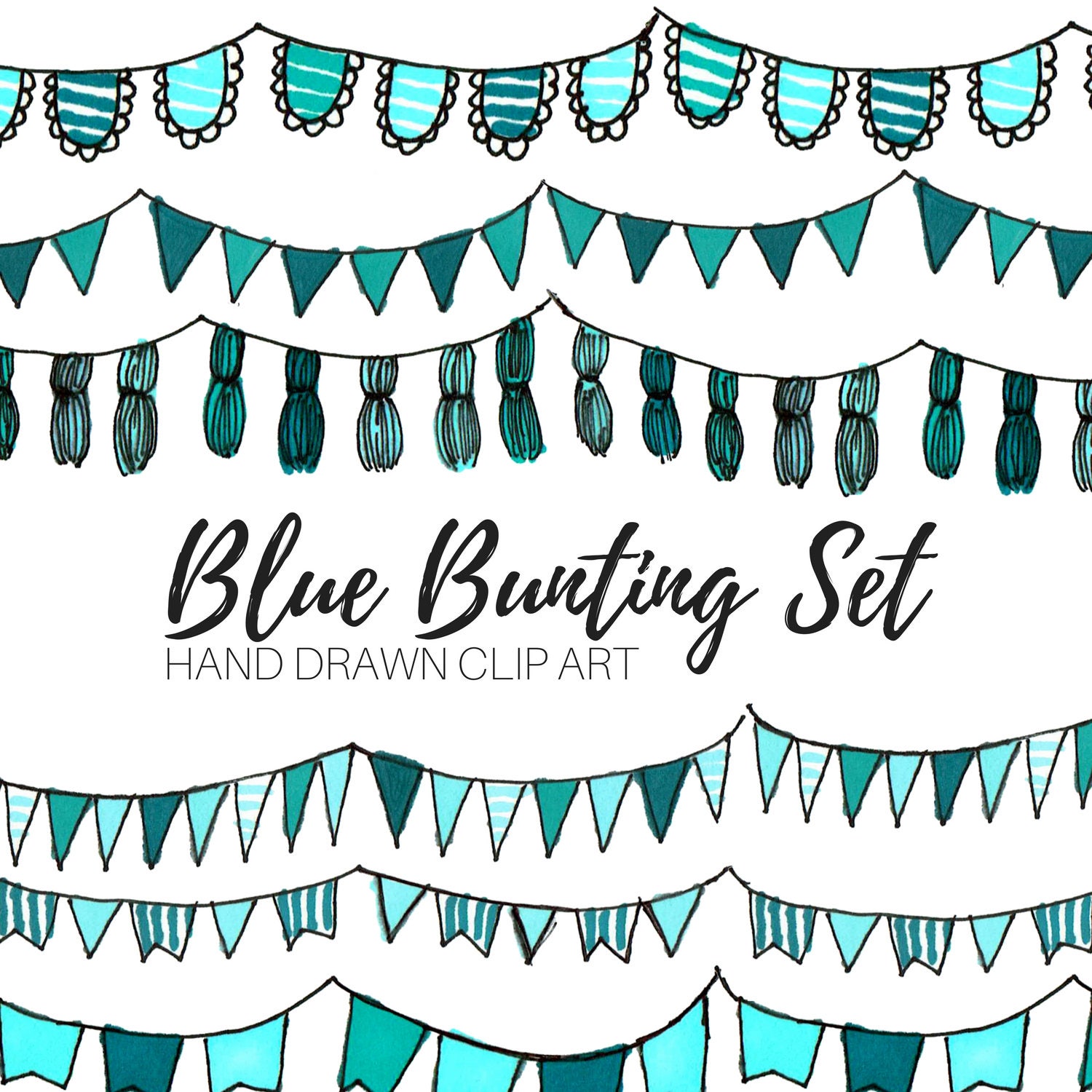 Bunting clip art Birthday Clip Art Party Clip Art Hand | Etsy