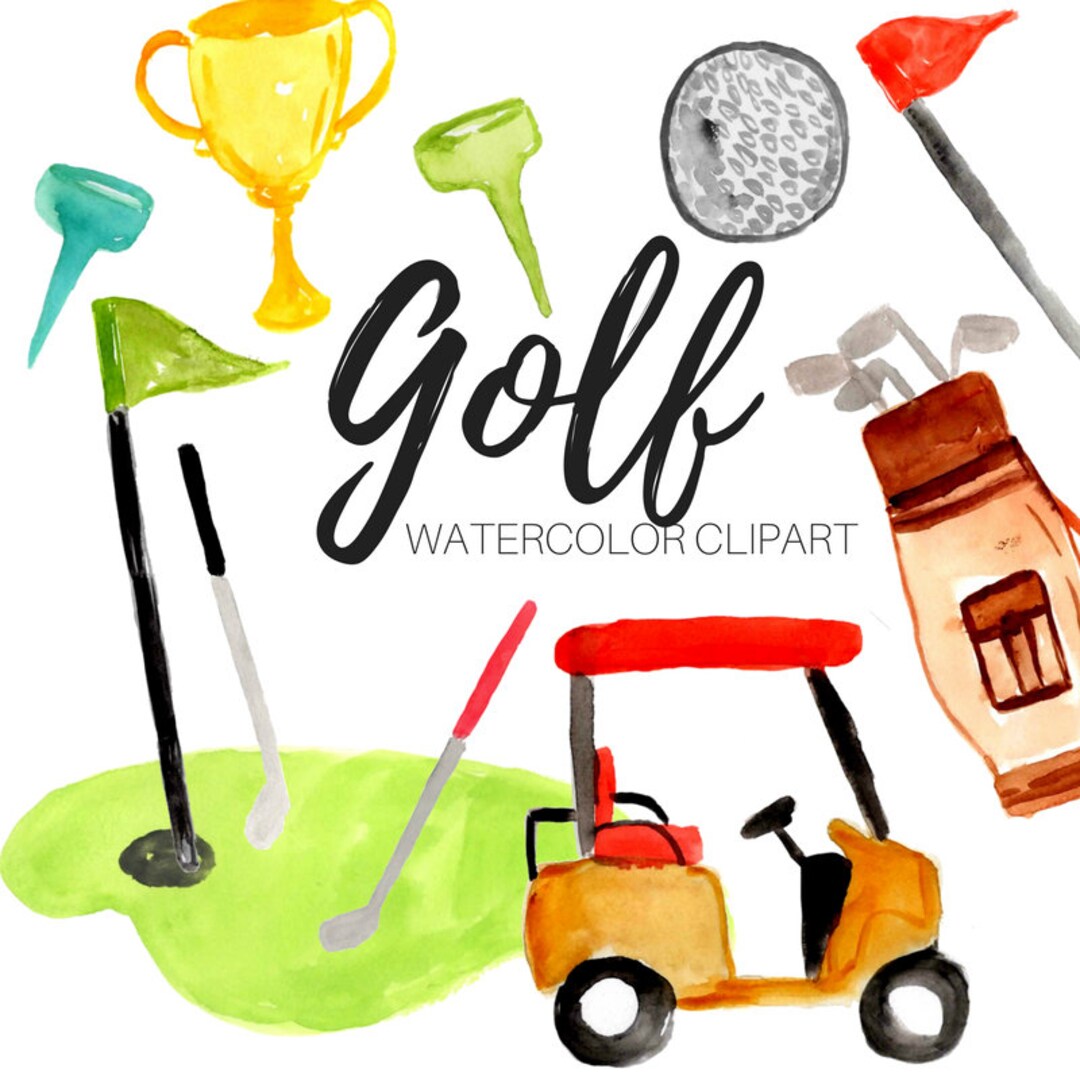 Watercolor Golf Clipart, Sports, Golf Course in Png Format, Digital ...