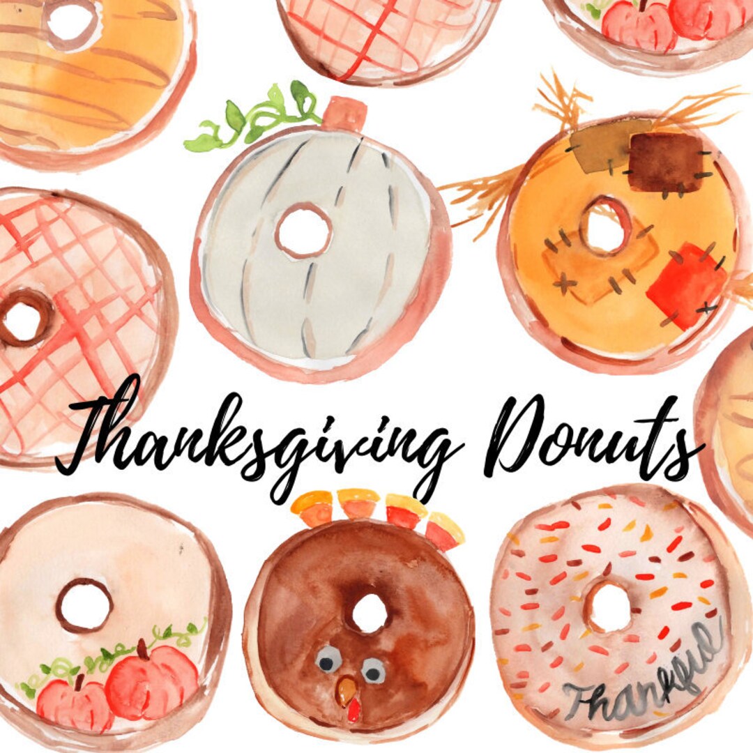 Thanksgiving Clipart Watercolor Clipart Donuts - Etsy