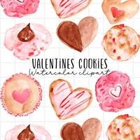 Valentine Food Pairs Clipart - Watercolor - Cute Valentine's Day ...