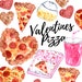 Watercolor Valentines Clipart Pizza Clipart Food Graphics | Etsy