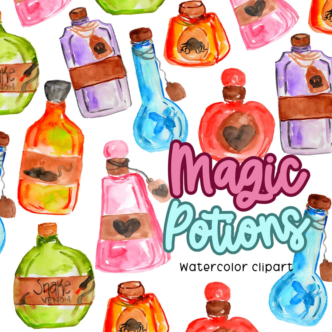Watercolor Clipart - Halloween, Potions, Creepy Potions, Witches ...
