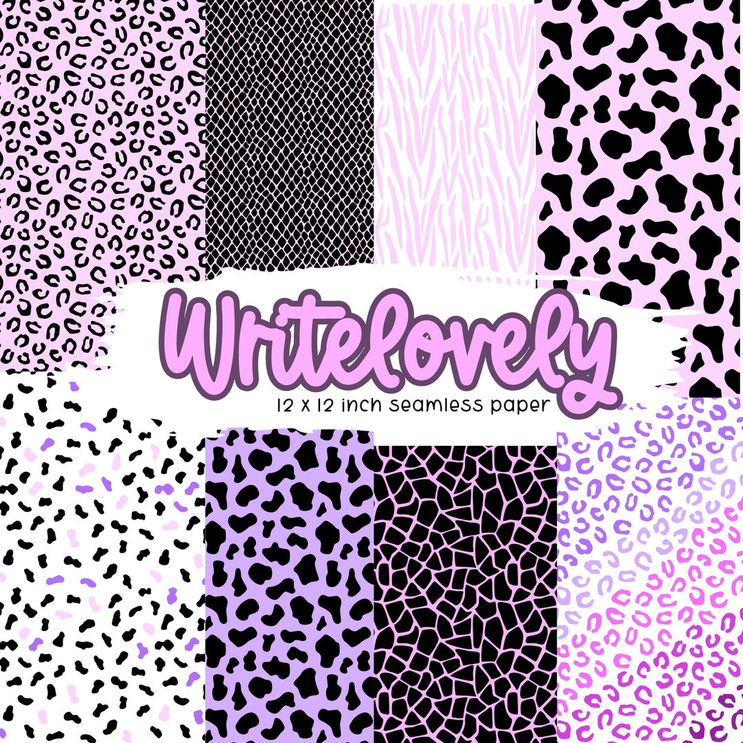Pink and Purple Animal Print Digital Scrapbook Paper Seamless Pattern ...