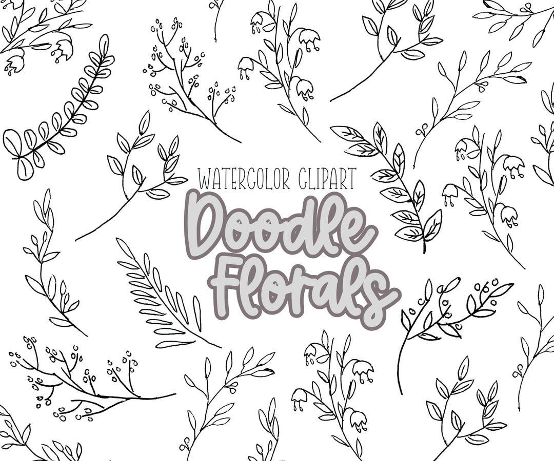 Hand Drawn Flower Clip Art - Doodle Clip Art Set - Commercial Use ...