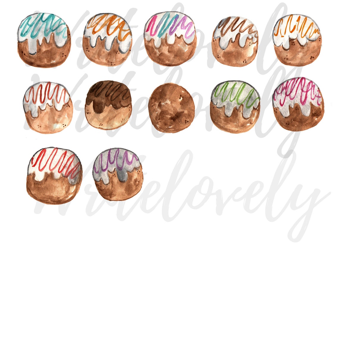 Watercolor Clipart Donut Hole Clipart Donuts Food | Etsy