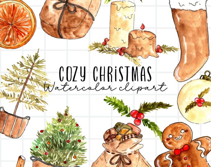 Classic Christmas Clipart - Watercolor Clipart for Personal and ...