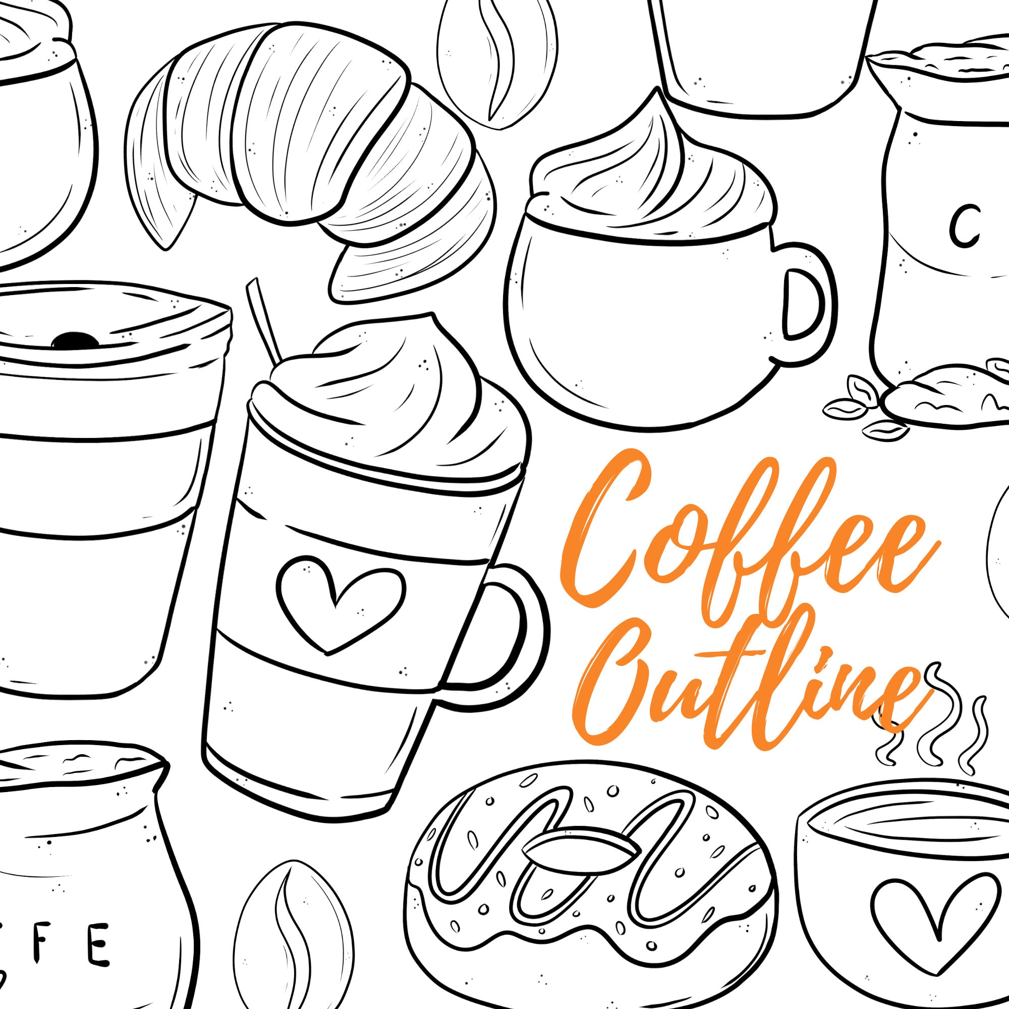 Coffee Clipart Doodle Clip Art Digital Stamp Food - Etsy