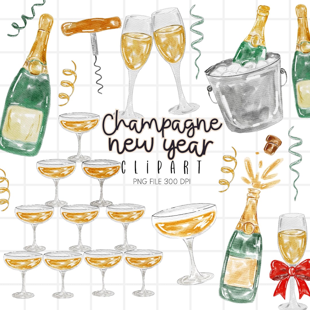 New Years Eve Clipart, Champagne PNG, Champagne Tower Clipart, New ...
