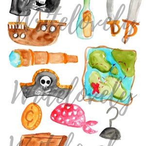 Pirates Clipart - Watercolor Clipart - Adventure Clipart - Sea Clipart ...