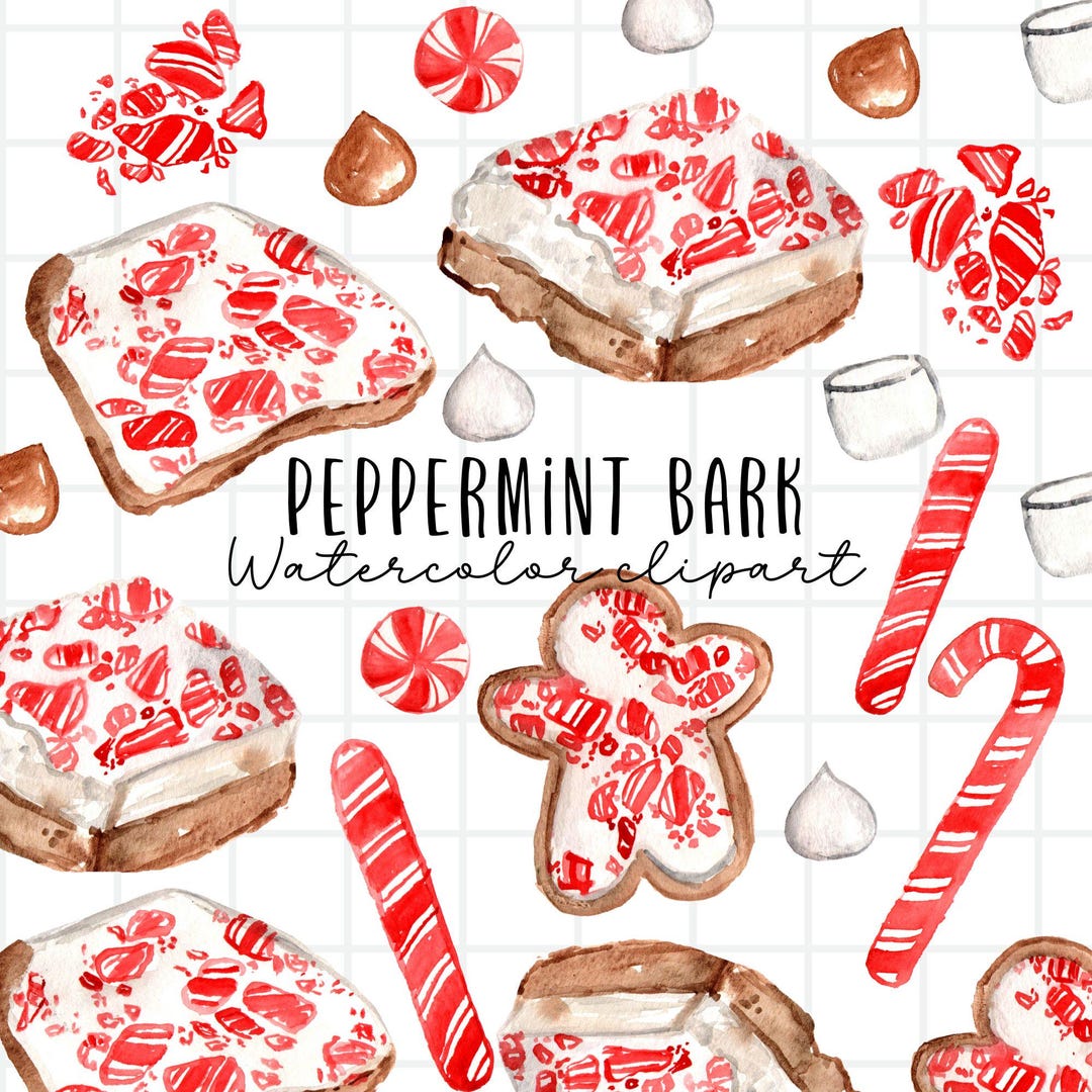 Christmas Peppermint Bark Clipart - Watercolor Graphics - Holiday Clip ...