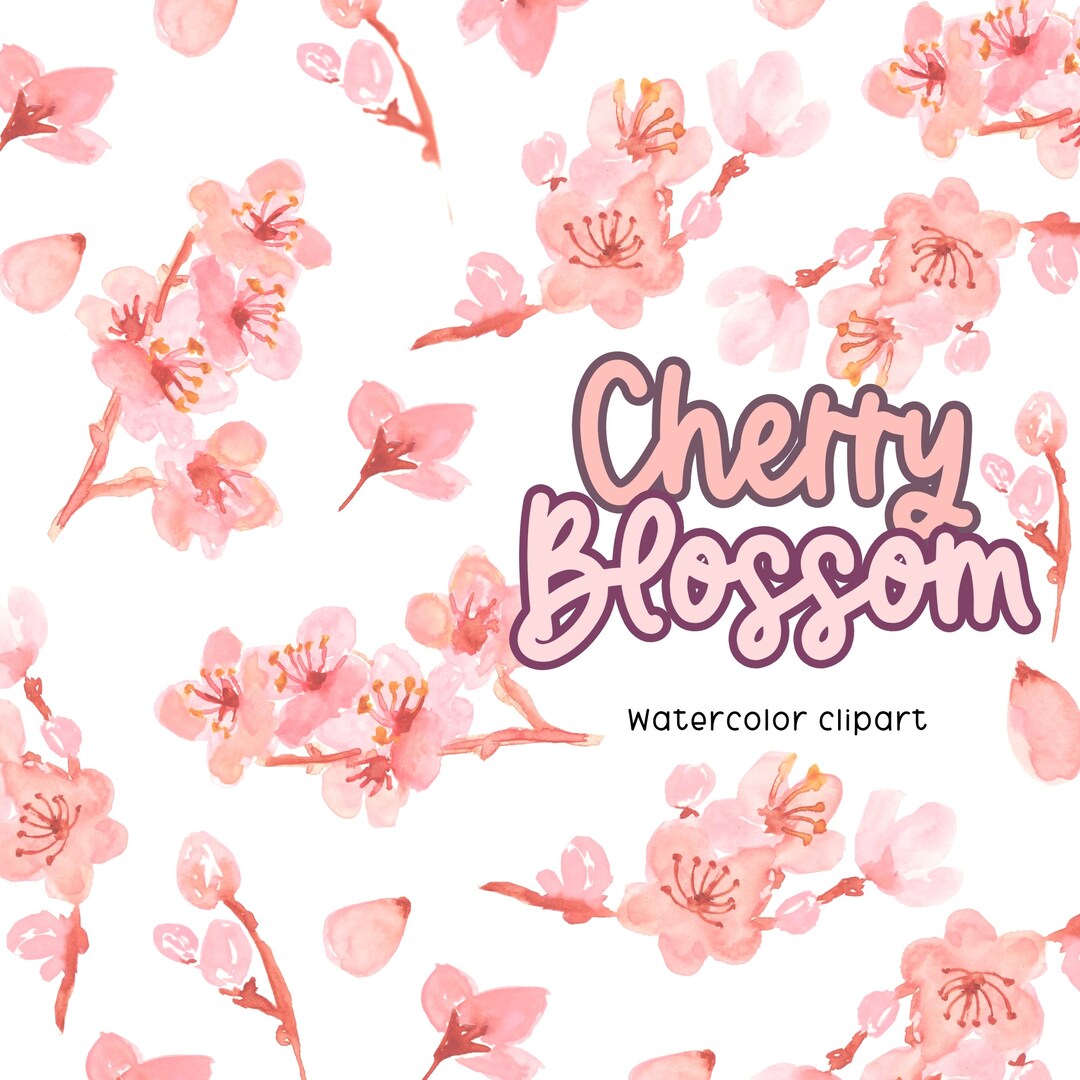 Watercolor Floral Clipart - Cherry Blossom Clipart - Japanese Flower ...