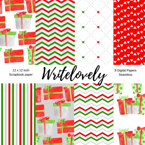 Watercolor Christmas Digital Paper Pack Holiday Seamless - Etsy
