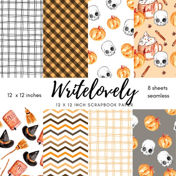 Fall Halloween Scrapbook Paper Digital Paper Commercial | Etsy