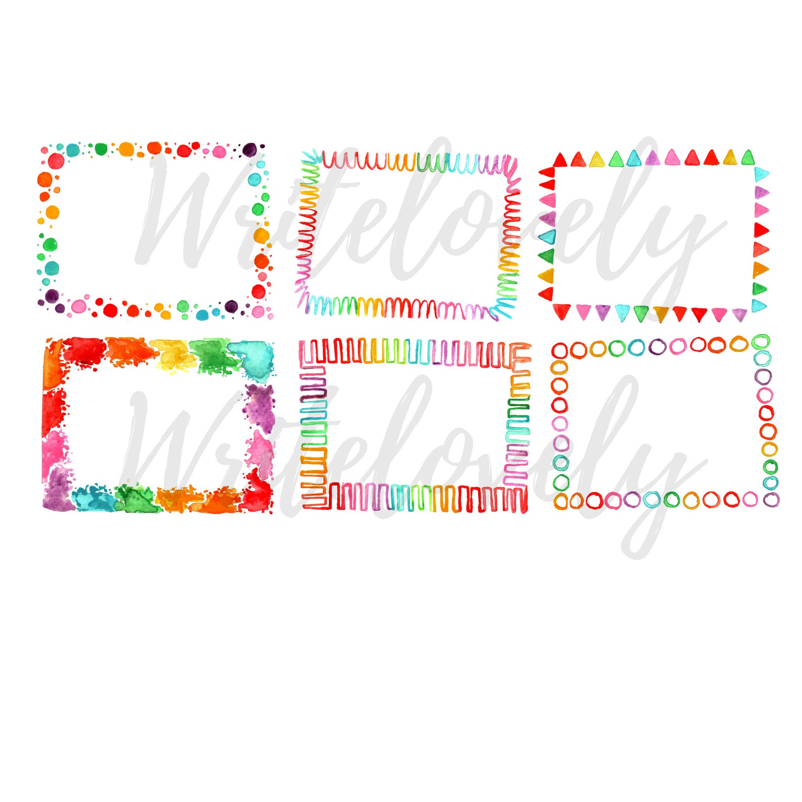Watercolor Clipart Rainbow Border Rainbow Frame Doodle - Etsy