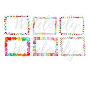 Watercolor Clipart - Rainbow Border, Rainbow Frame, Doodle Frame ...