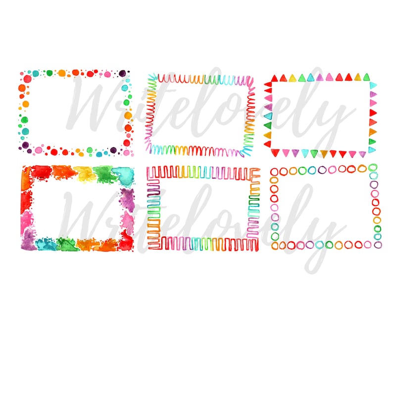 Watercolor Clipart Rainbow Border Rainbow Frame Doodle - Etsy