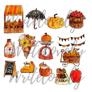 Watercolor Clipart, Fall Market, Farmers Market, Autumn, Flea Market ...