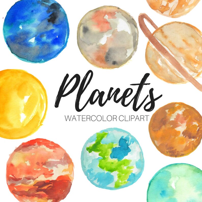 Watercolor Planet Clipart Galaxy Science Outerspace - Etsy