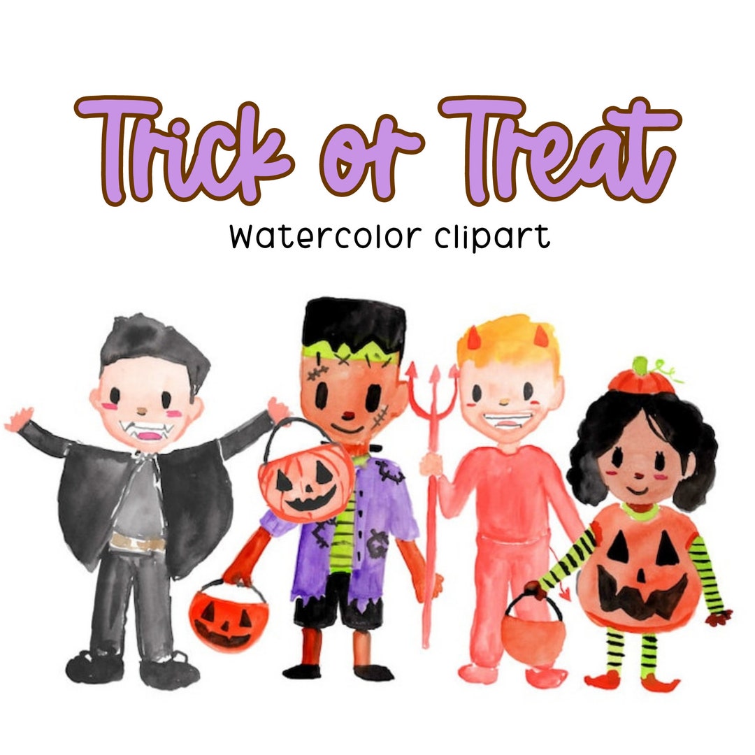 Halloween Kids Clipart, Spooky Watercolor Clipart, Halloween Costume ...