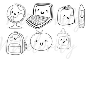 Cute Back to School Clipart - Doodle Clip Art - Digital Stamp - Line ...