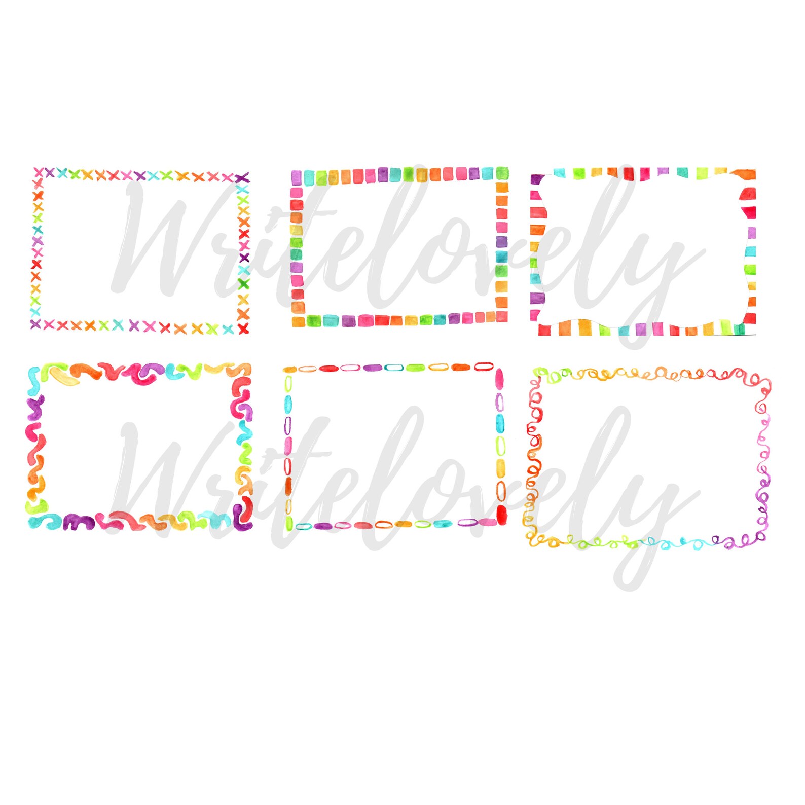 Watercolor Clipart Rainbow Border Doodle Frame Bulletin - Etsy