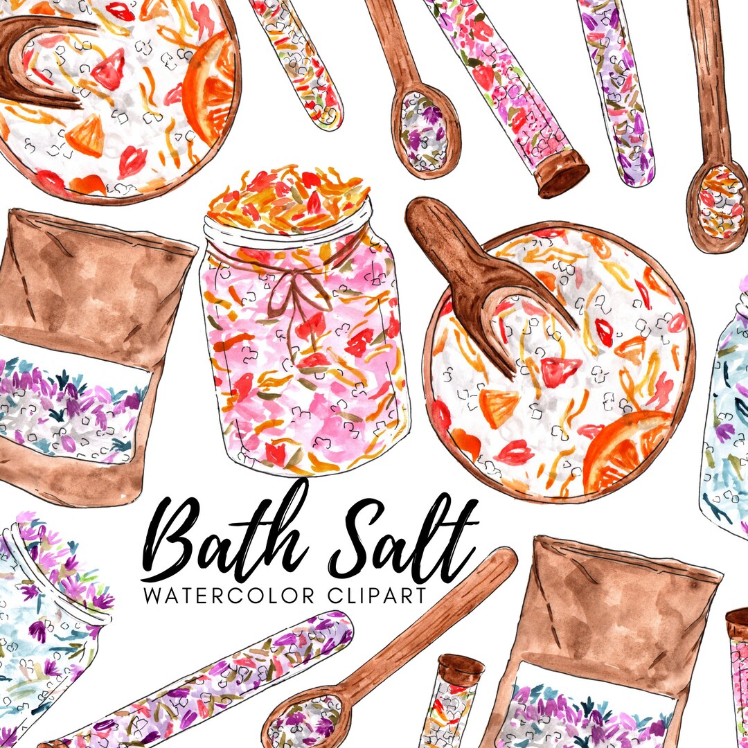 Spa Clipart Watercolor Clipart, Bath Salt, Bath Time, Pamper, Herbal ...