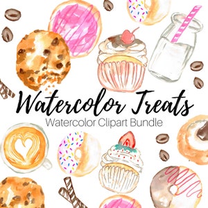 Watercolor Dessert Food Clipart Sweet Treat Large Clipart Bundle ...