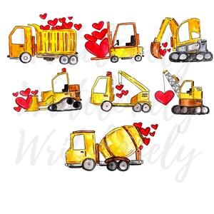 Watercolor Clipart - Valentines Day Graphics - Construction Cars ...