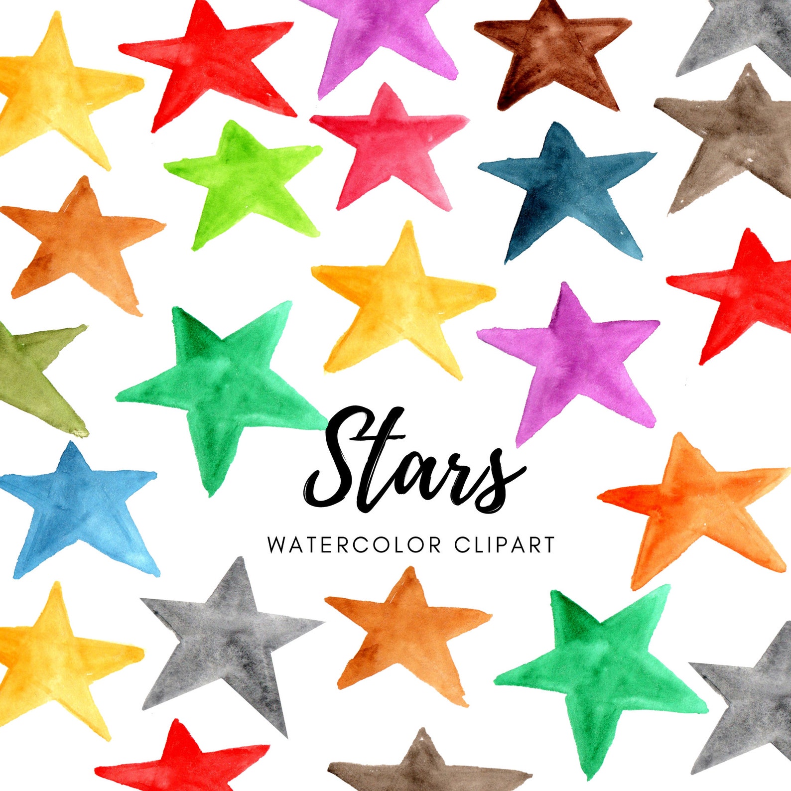 Watercolor Star Clip Art Shapes Star Clip Art Commercial - Etsy