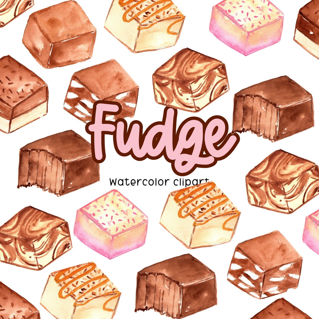 Watercolor Fudge Clipart Food Graphics Dessert Chocolate Digital ...