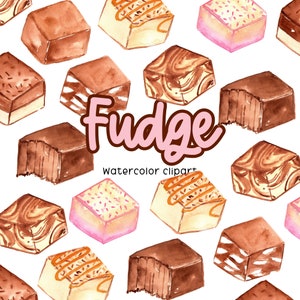 Watercolor Fudge Clipart - Food Graphics - Dessert - Chocolate ...