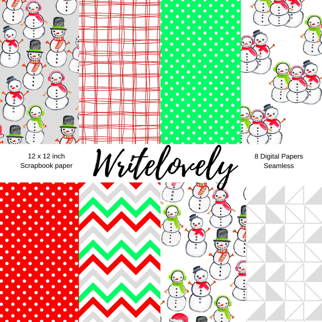 Seamless Christmas Digital Scrapbook Paper - Snowmen Digital Paper ...