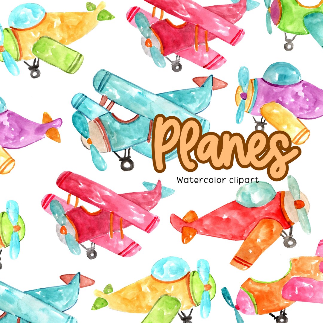 Watercolor Clipart - Vintage Plane - Transportation - Aviator - Travel ...