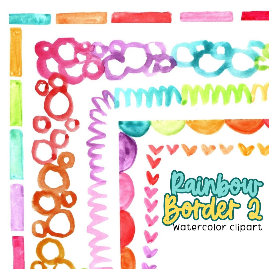 Watercolor Clipart Border - Rainbow Frame Clip Art Png Frame for ...