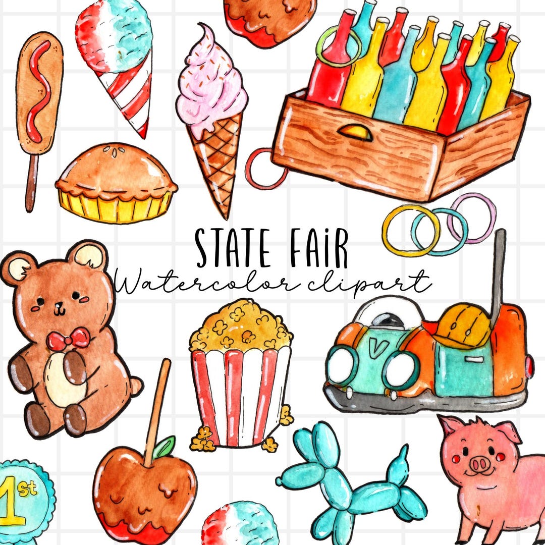 Watercolor State Fair Clipart, Summer, Carnival, Carnival Games, First ...