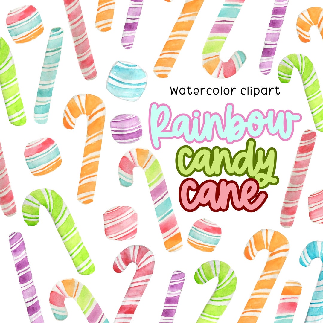 Christmas Clipart Candy Cane Rainbow Graphics, Candy, Sweets, Colorful ...