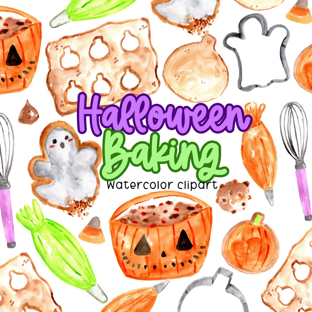Halloween Clipart, Watercolor Baking, Spooky Dessert, Fall Autumn ...