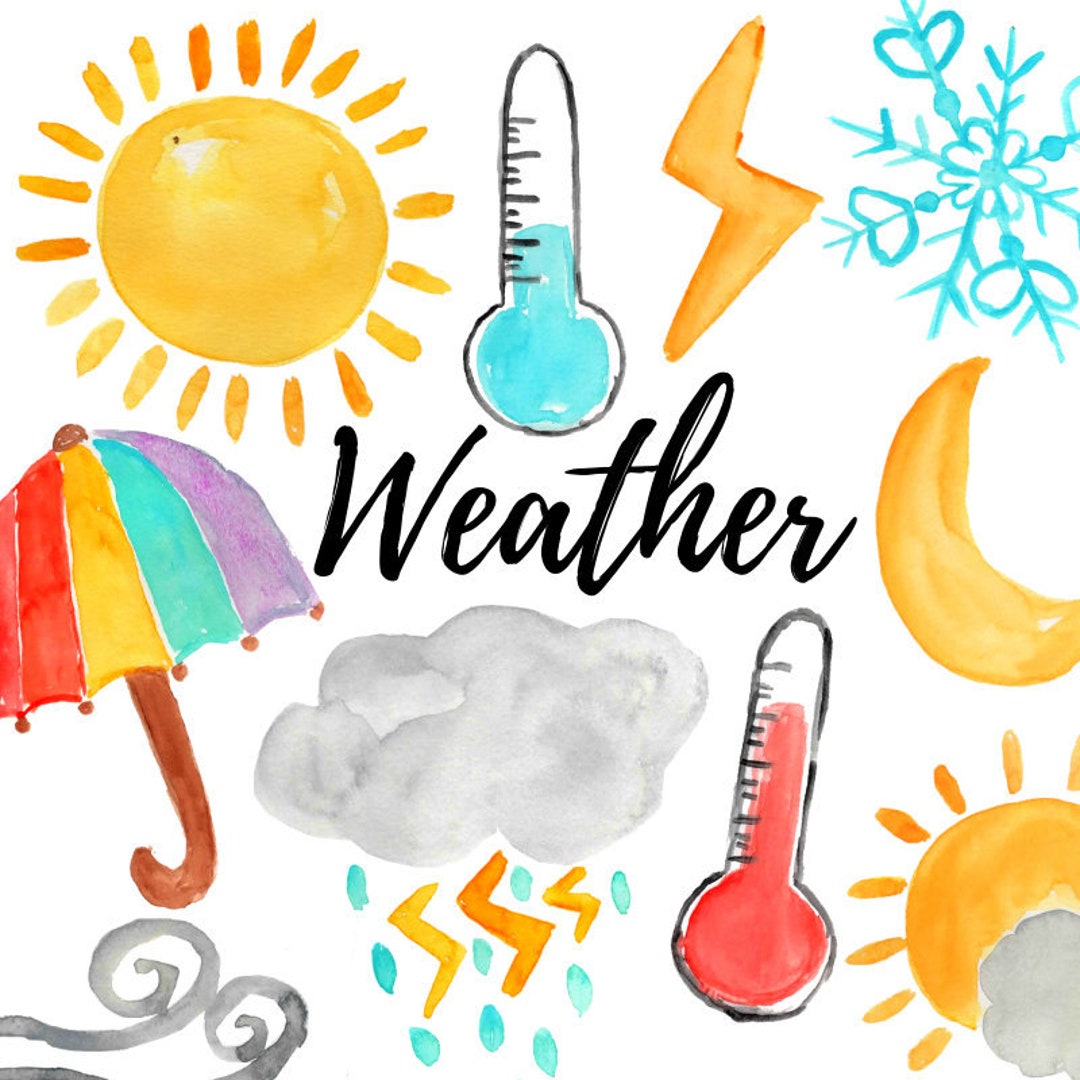 Watercolor Clipart Weather Temperature Science Forcast - Etsy