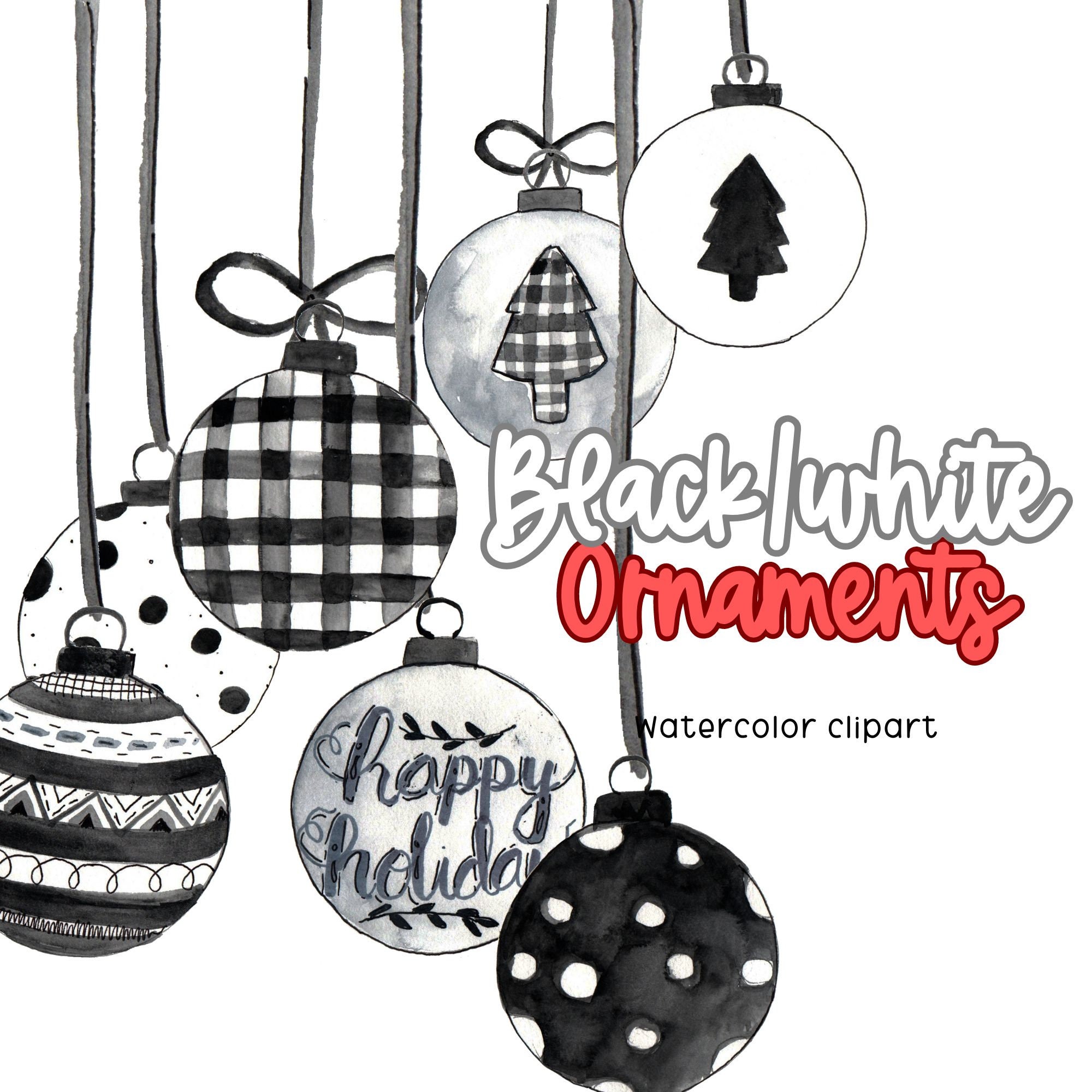 Christmas Ornaments Clipart Black And White