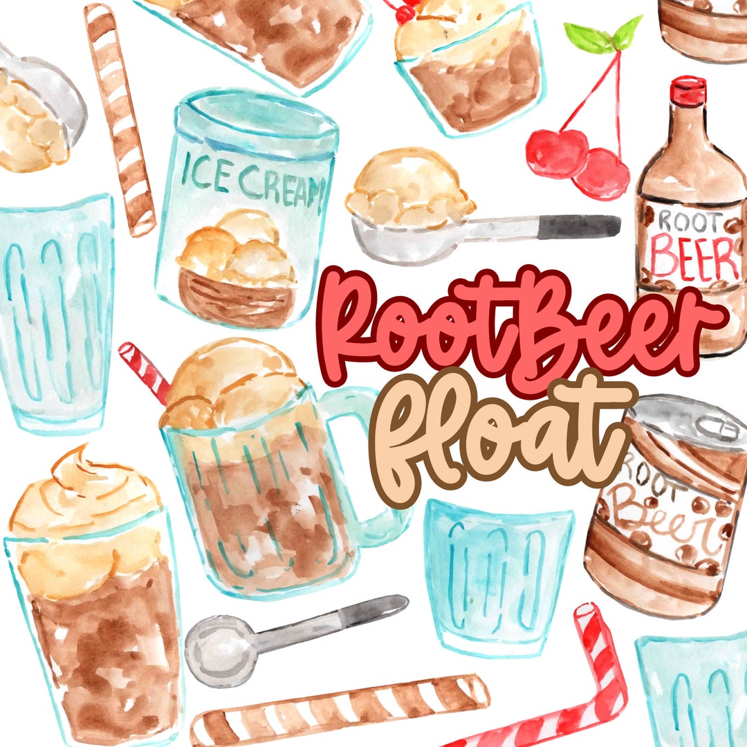 Watercolor Clipart, Root Beer Float, Soda, Ice Cream, Summer Treat ...