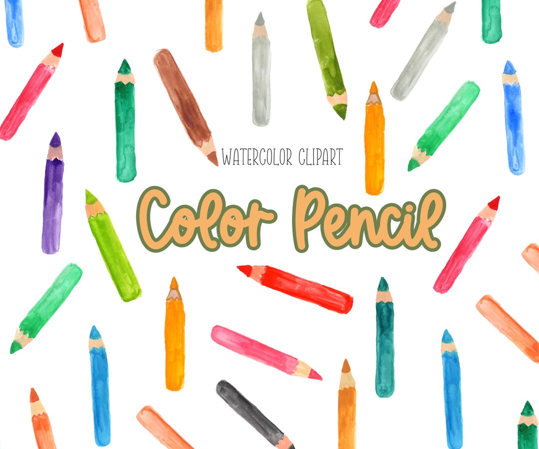 Watercolor Color Pencil Clipart, Back to School Art Supplies Drawing ...