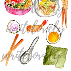 Watercolor Clip Art - Ramen Clip Art - Food Clip Art - Soup Clip Art ...