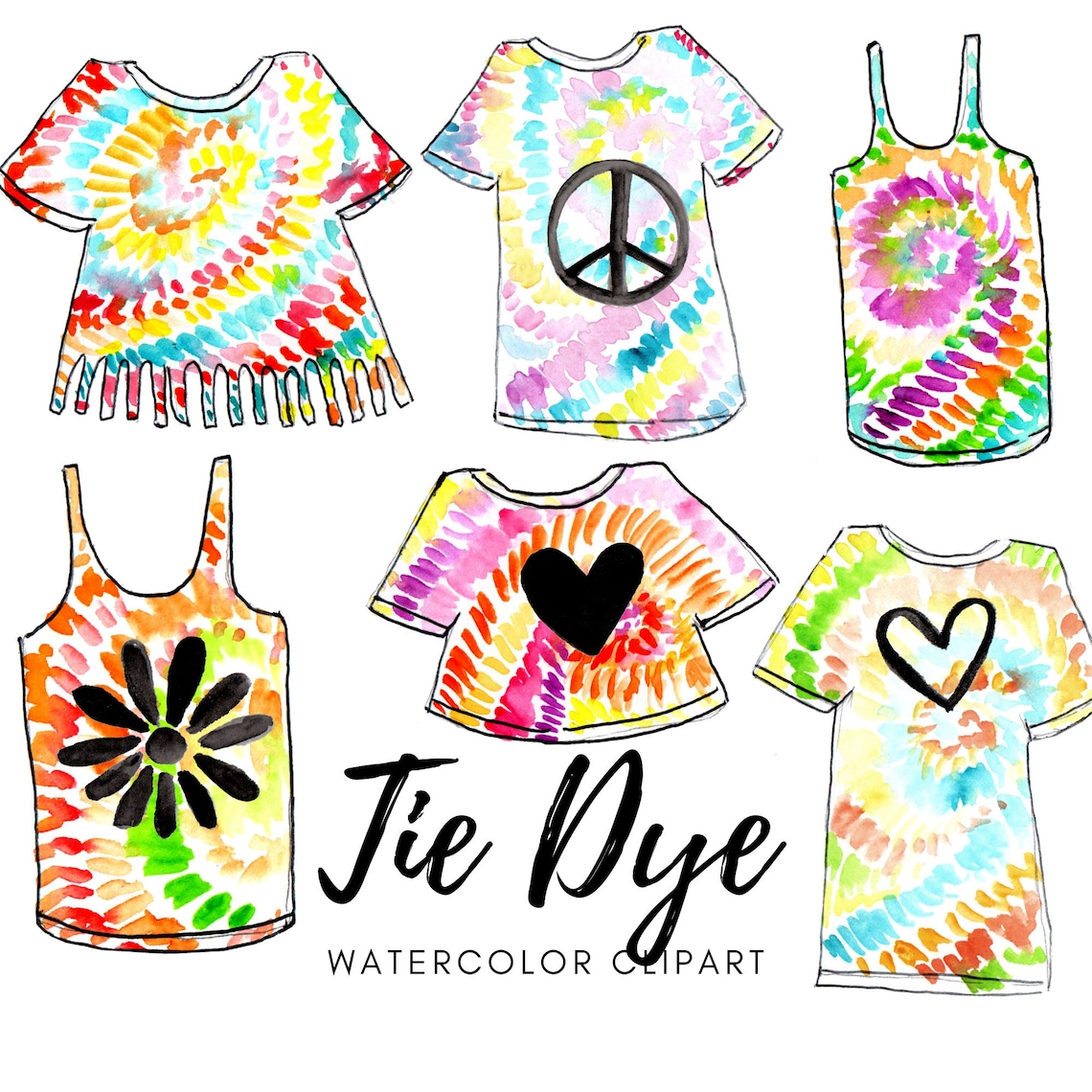 Tie Dye Clipart Summer Clip Art Clothes Tie Dye Clothing - Etsy